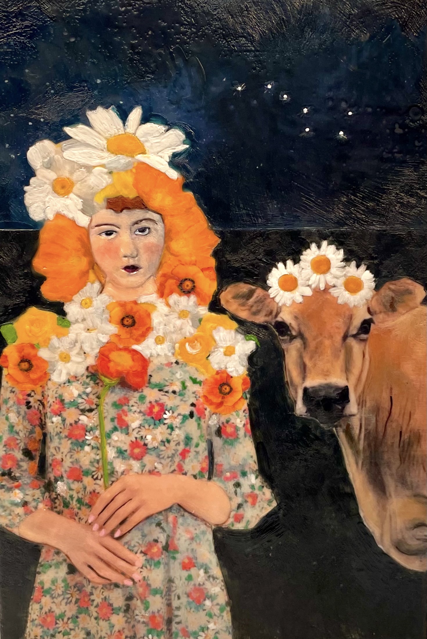 Daisy & Maisy Beneath the Big Dipper | Linda Benenati: encaustic follies